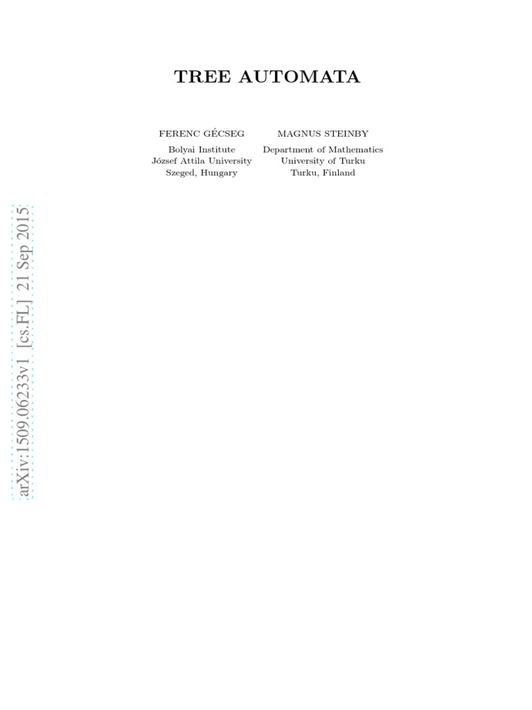 Gecseg Tree Automata | PDF | Set (Mathematics) | Universal Algebra