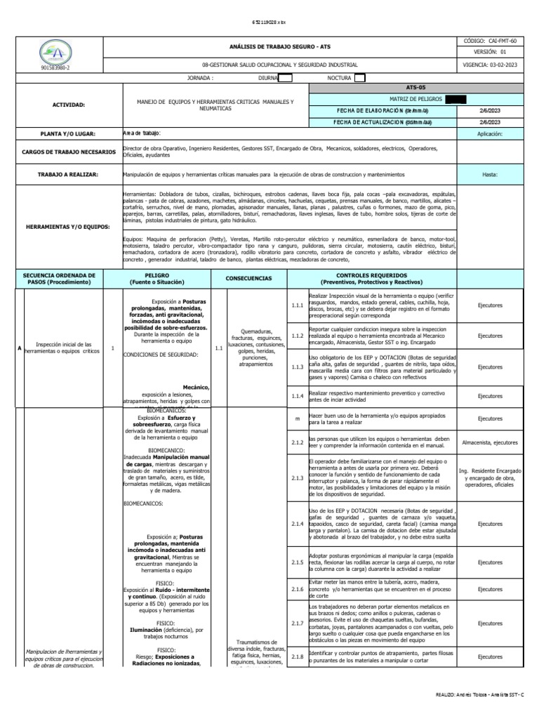 ATS 5 Manejo de Herramientas Criticas. V1 | PDF | Perforación | Herramientas
