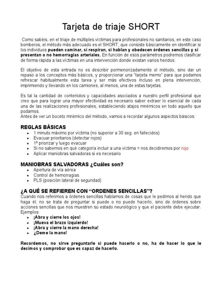 Tarjeta de Triaje SHORT | PDF