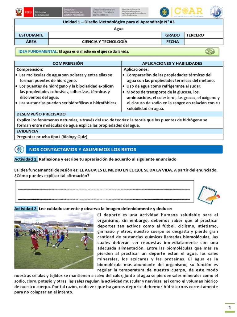 SESION - 02 - CT - IU - 3RO A, B, C y D | PDF | Propiedades del agua | Agua