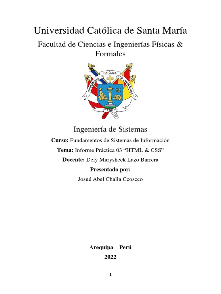 Informe Práctica HTML y CSS 2022 | PDF | HTML | Mi sql