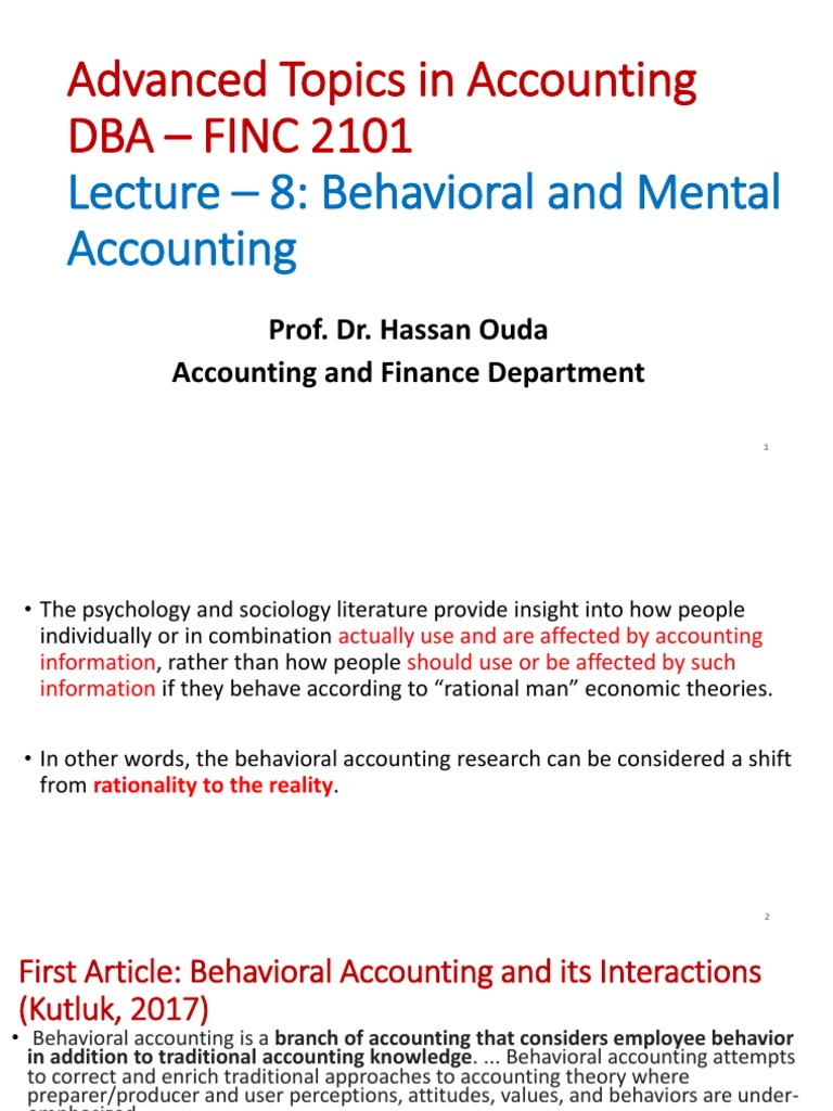 8 Behavioral and Mental Accounting | PDF | Attitude (Psychology) | Mind