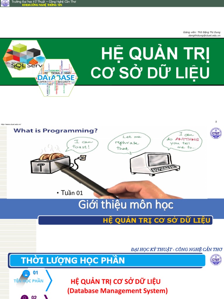 C0. Giới thiệu môn học HQT CSDL PDF | PDF