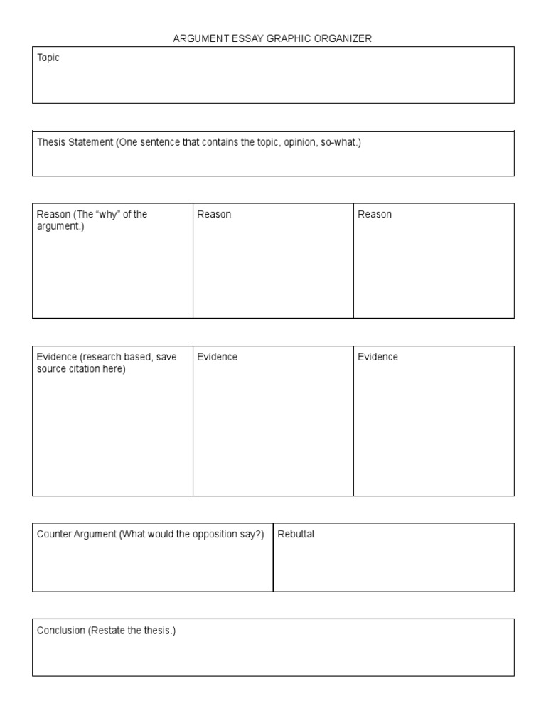 Argument Essay Graphic Organizer PDF | PDF
