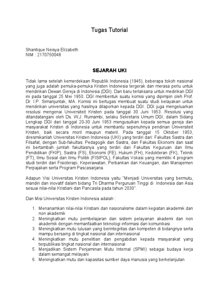 Sejarah UKI - Presentasi | PDF