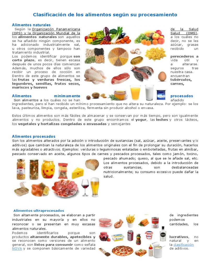 Clasificación de Alimentos por Procesamiento | PDF | Alimentos | Vegetales