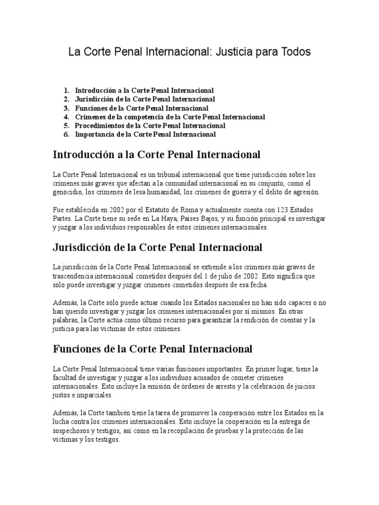 La Corte Penal Internacional | PDF | Corte Criminal Internacional ...