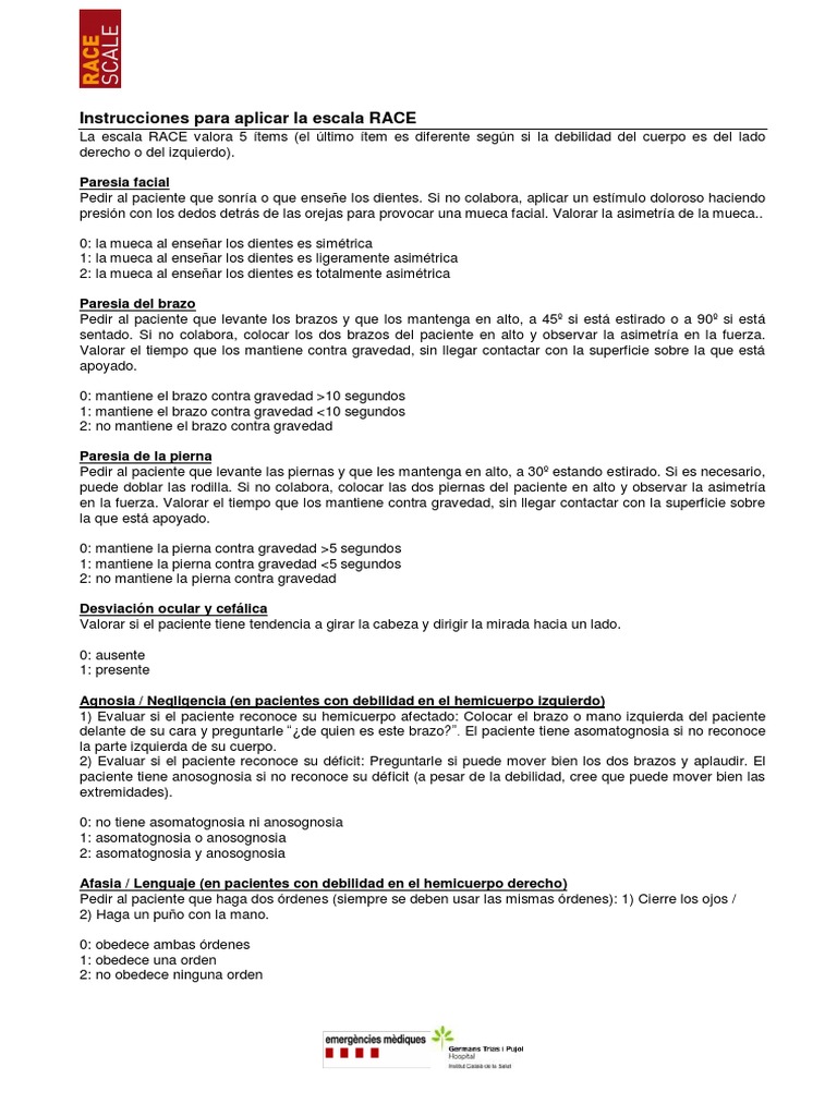 Instrucciones para la escala RACE | PDF