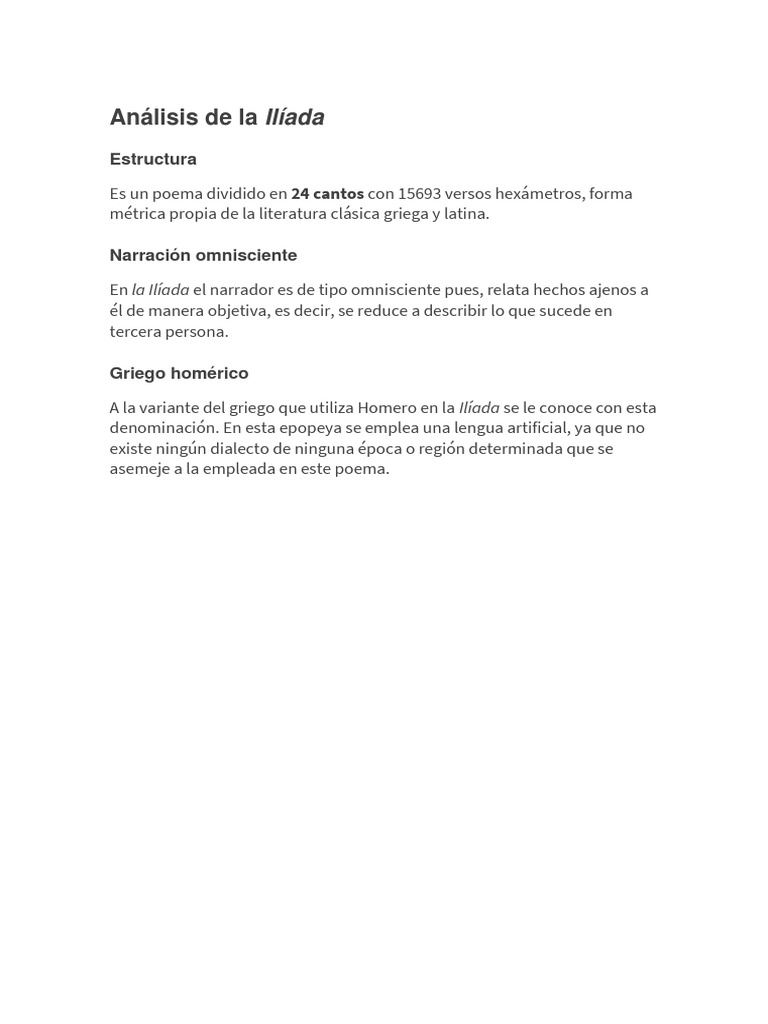Análisis de La ILIADA | PDF | Héctor | Ilíada