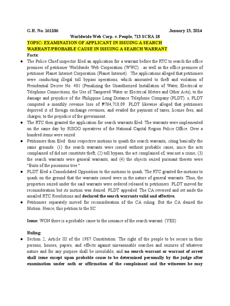 Search Warrant Probable Cause Analysis | PDF | Search And Seizure ...