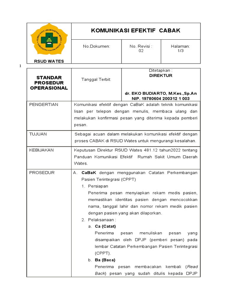 SPO Komunikasi Efektif CABAK 14022023 | PDF