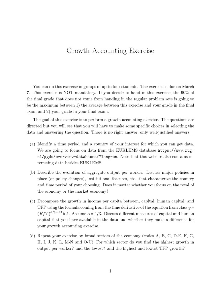 Growth Accounting Exercise PDF | PDF | Economies | Economics