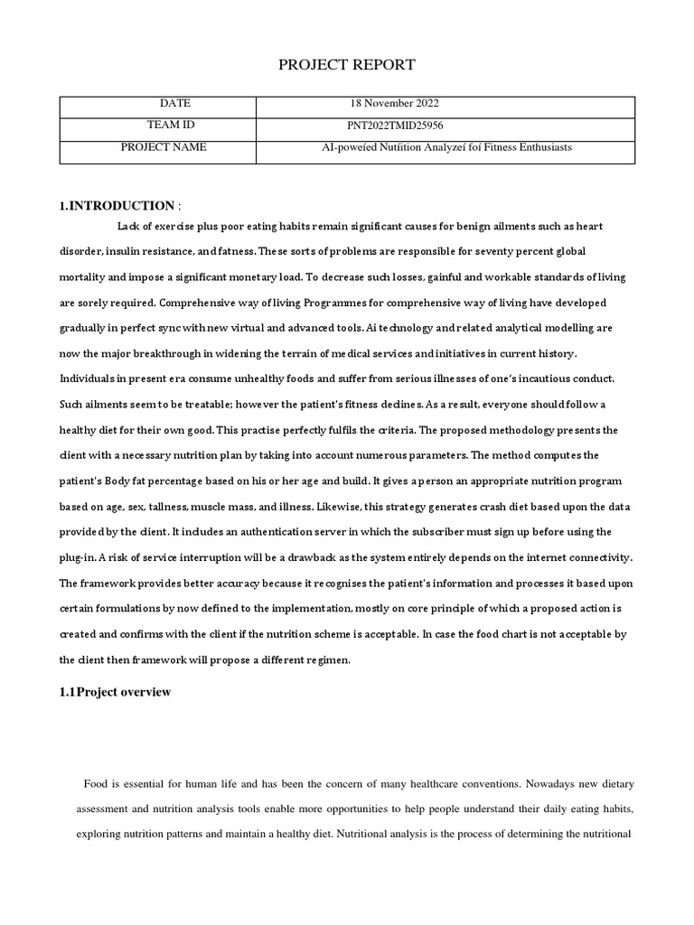 Project Report PDF | PDF | Physical Fitness | Diet (Nutrition)