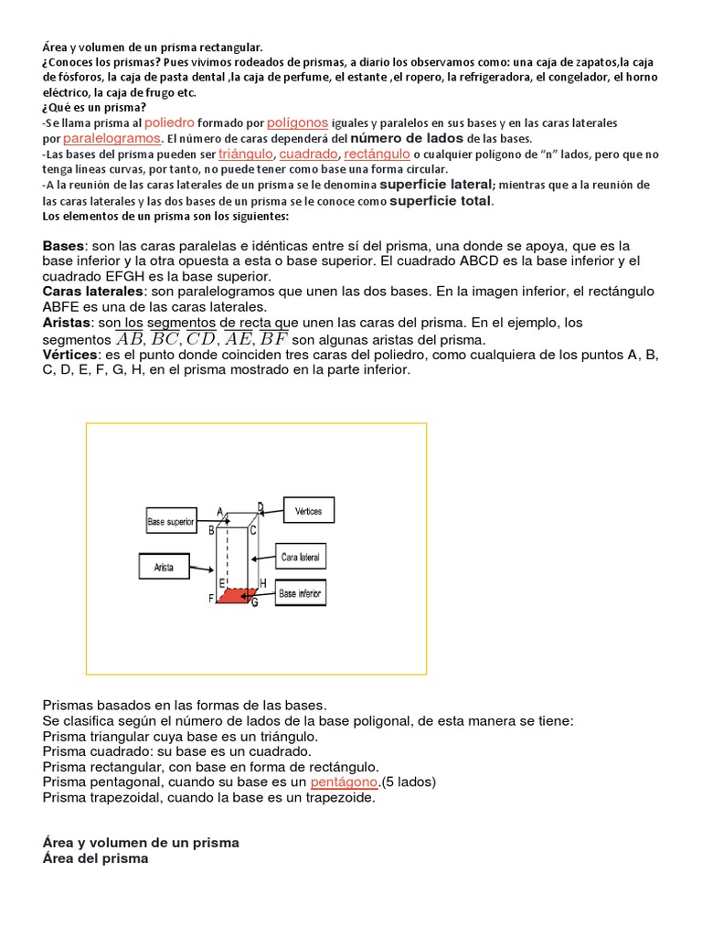 Area y Volumen de Un Prisma Rectangular PDF | PDF | Formas geométricas ...