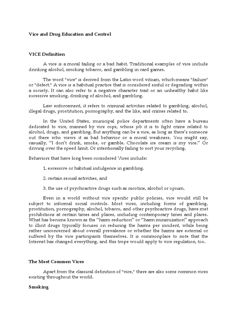 Vice and Drug Education and Control | PDF | Alcoholic Beverages | Cigarette