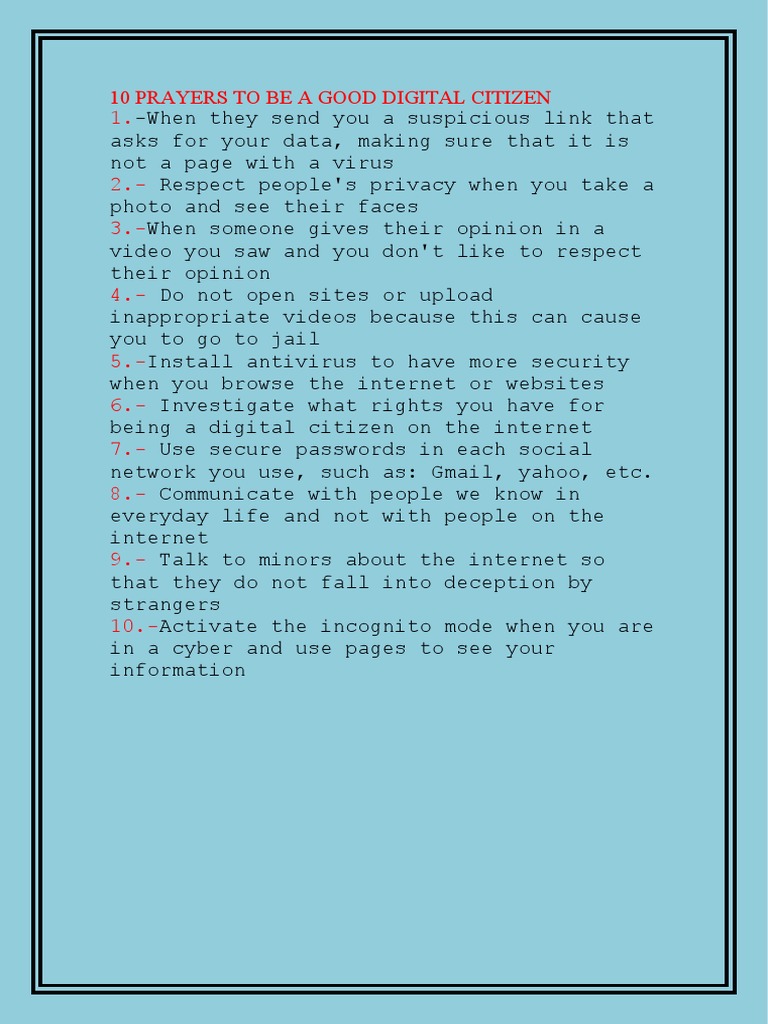 10 Oraciones para Ser Un Buen Ciudadano Digital | PDF