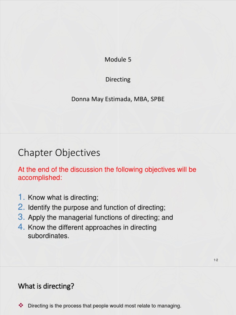 Module 5 Directing-1 | PDF | Motivational | Motivation
