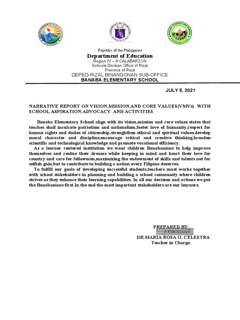 P1 - 2C NARRATIVE-REPORT-ON-VMVs-and-SCHOOL-ASPIRATION-ADVOCACY | PDF