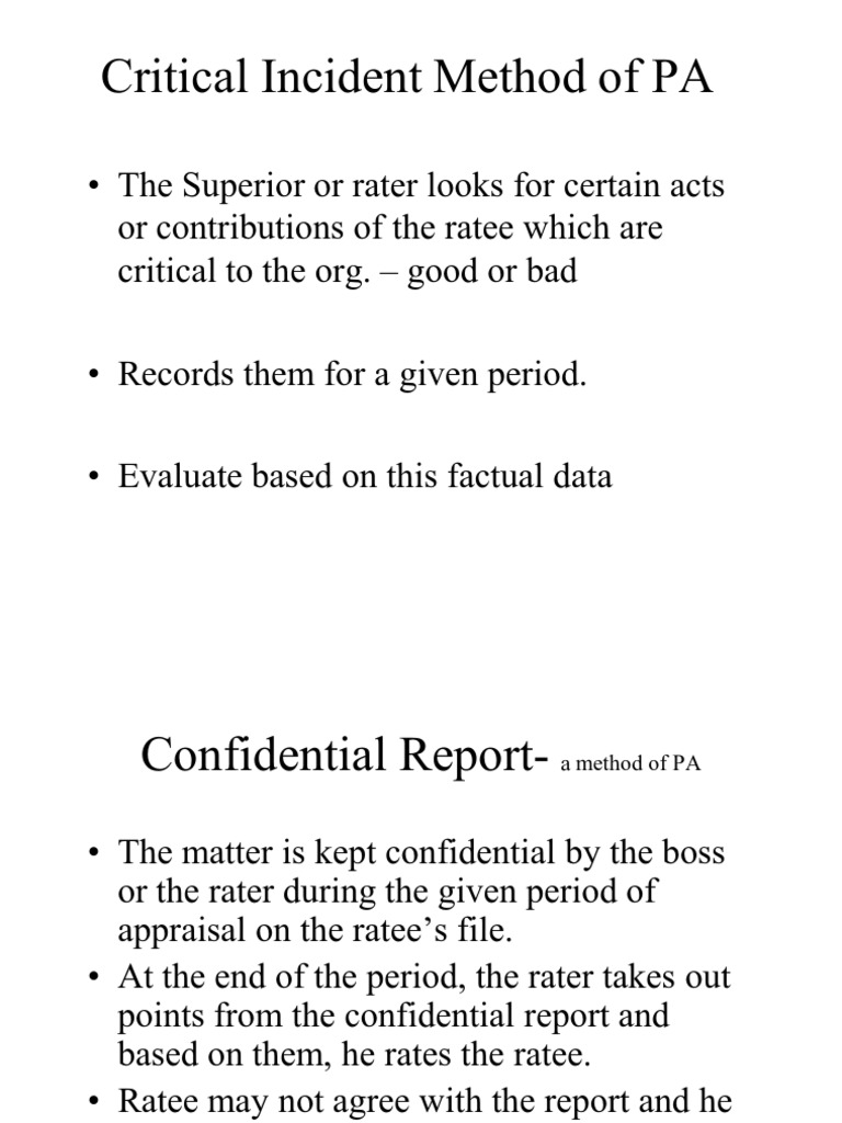Critical Incident Method of Performance Appraisal