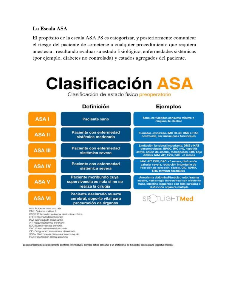 La Escala ASA | Descargar gratis PDF | Trombo | Epidemiología