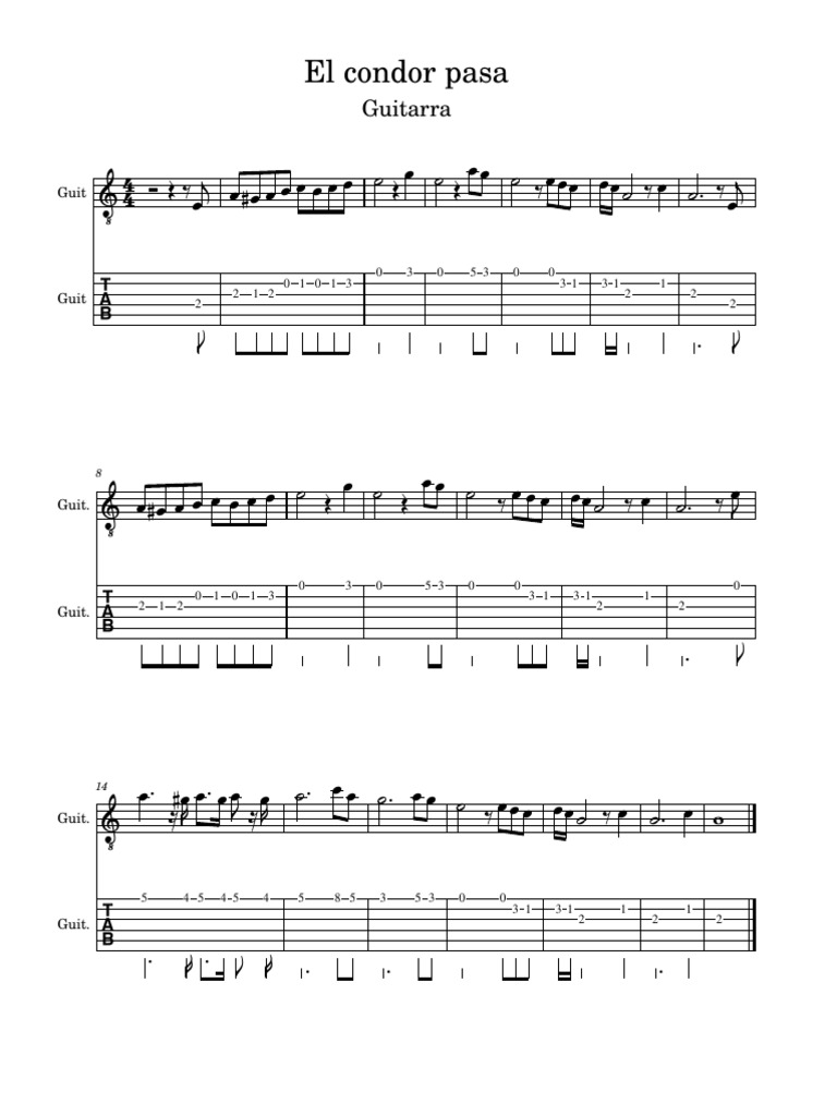 El Condor Pasa Guitar Tabs | PDF