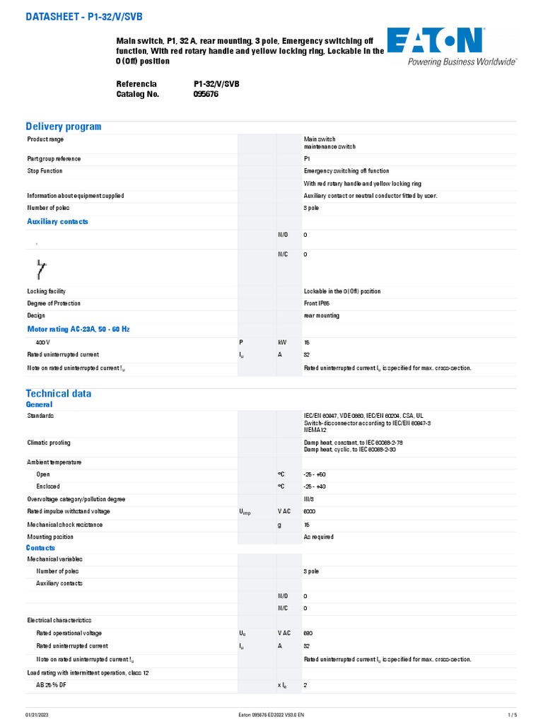 Ficha Técnica Interruptor General 32 A | PDF | Alternating Current | Switch