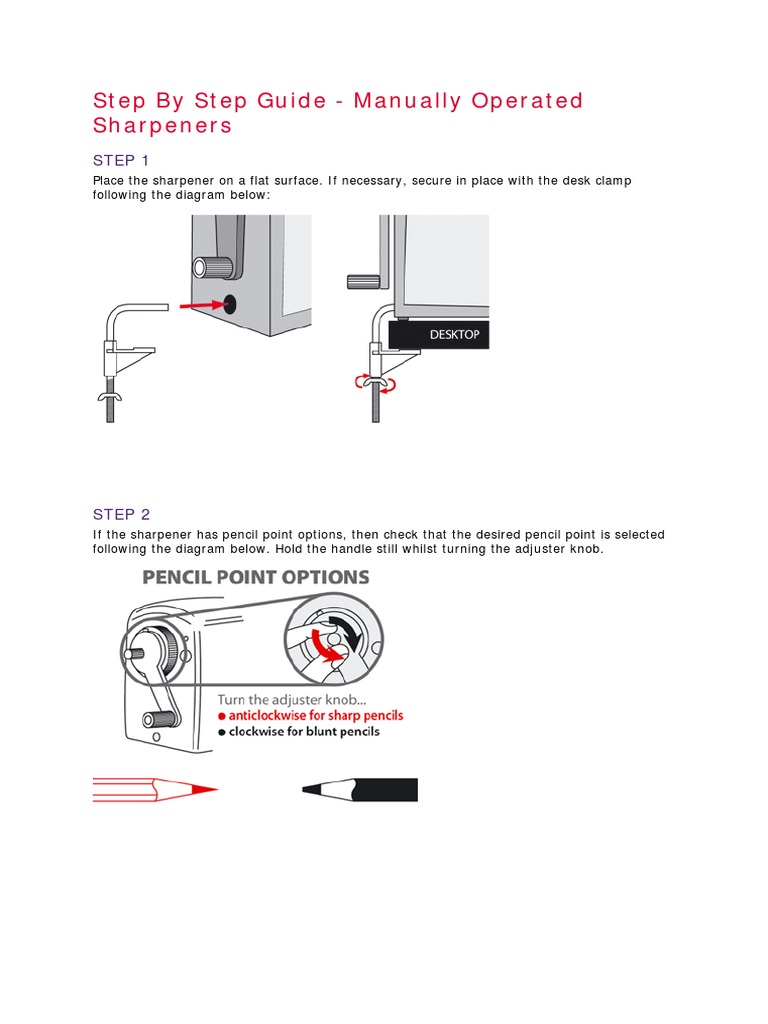 Step by Step Guide For Pencil Sharpener Manual | PDF