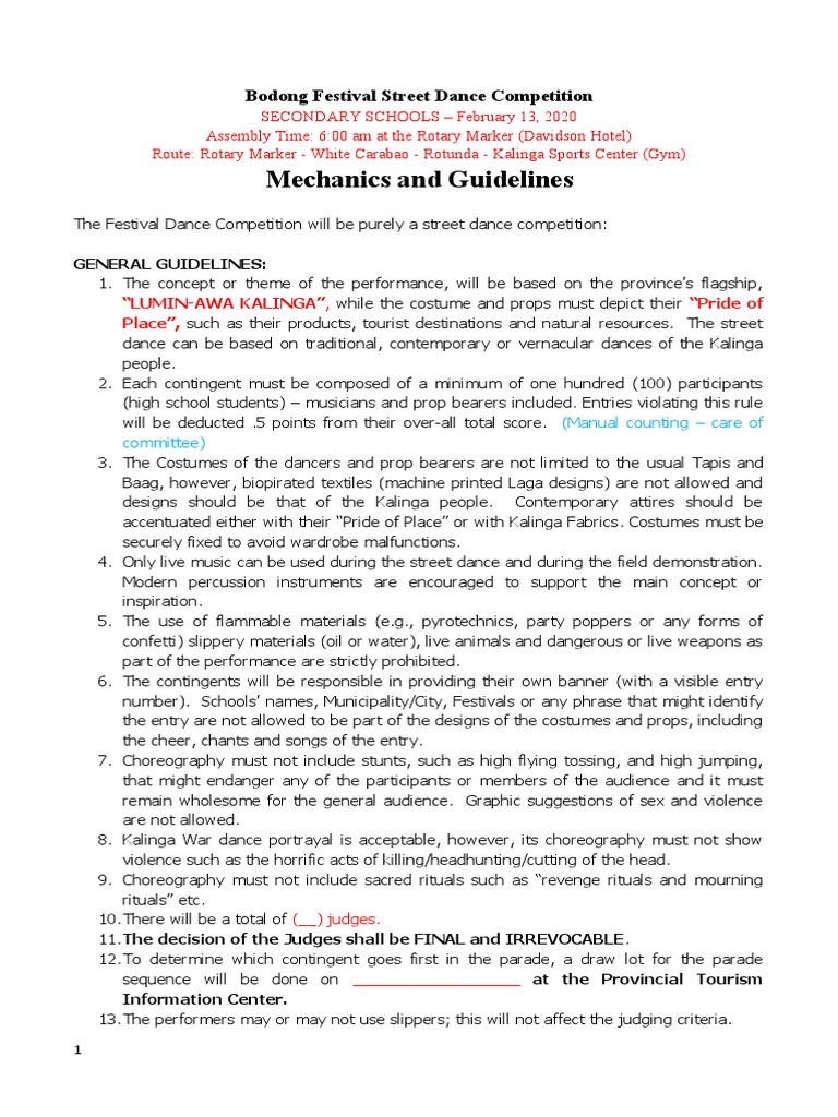 2023 Bodong Street Dance Parade Mechanics | PDF | Dances