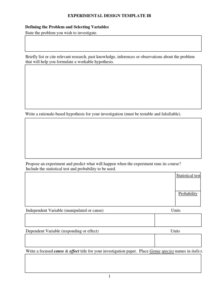 Experimental Design Template Ib | PDF | Statistics | Statistical ...