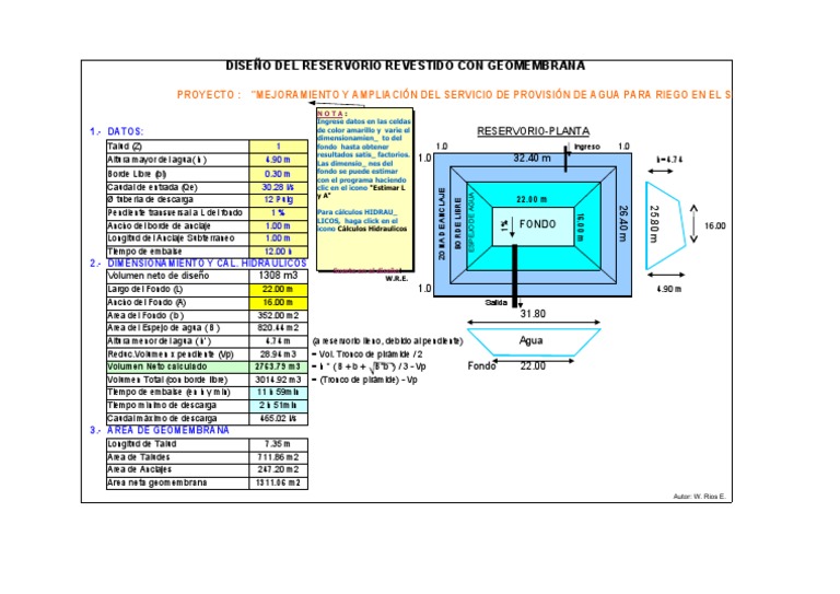 Diseño de Reservorio Con Geomembrana | PDF | Agua y política | Paisaje