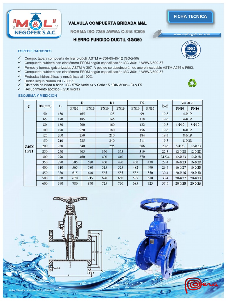 VALVULA BRIDADA M&L (1) | PDF | Hierro | Materiales de construcción