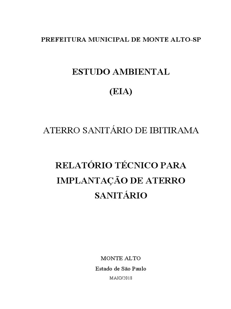 EIA para Aterro Sanitário em Ibitirama | PDF | Desperdício | Aterro