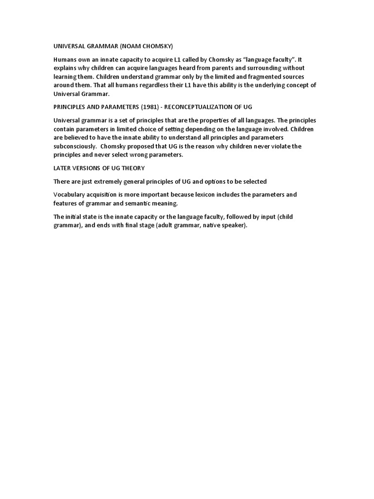 Universal Grammar | PDF