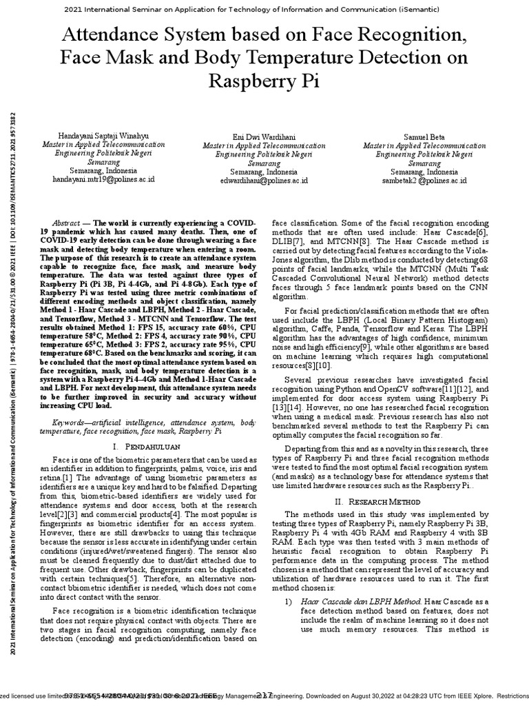Attendance System Based On Face Recognition Face Mask and Body ...