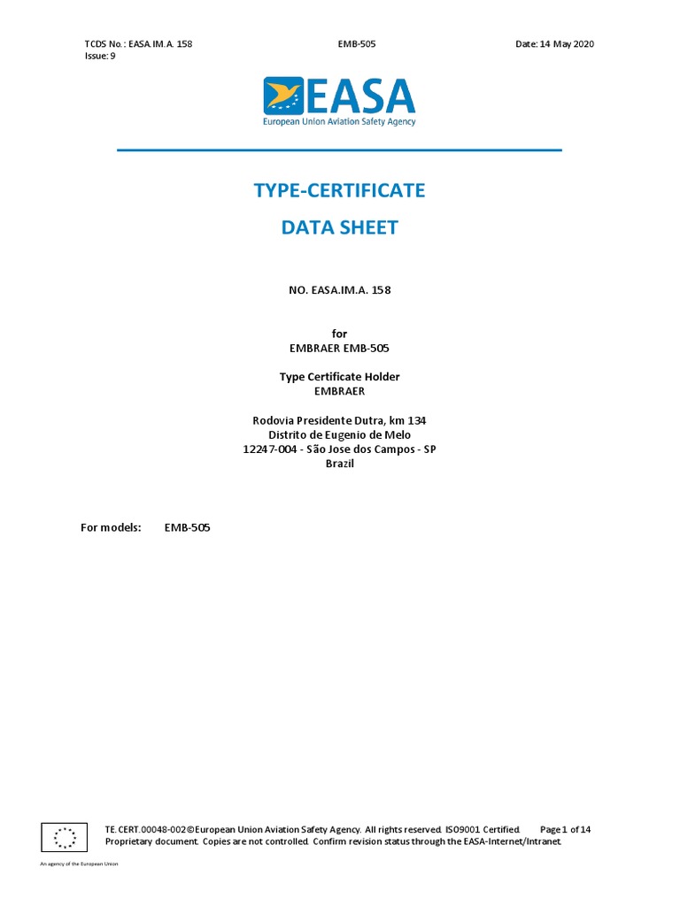 TCDS EASA - IM - .A.158 Issue 9 | PDF | Visual Flight Rules | Aircraft