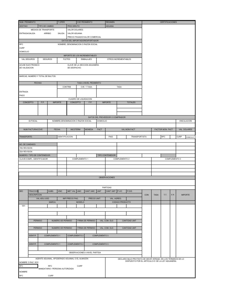 Copia de Formato de Pedimento 2021 | PDF | aduana | Economias