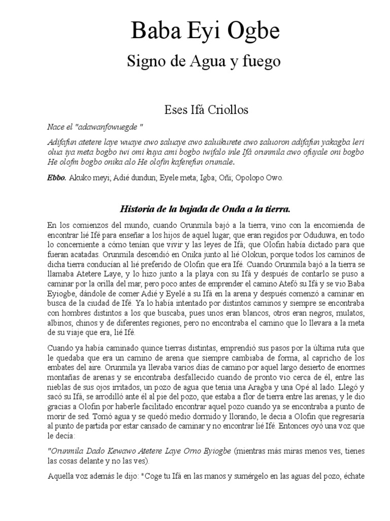 Eji Ogbe | Descargar gratis PDF | Religiones religiosas | Deidades