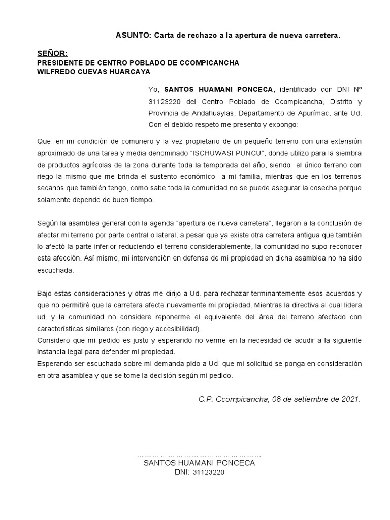 Carta de Rechazo | PDF Carta de Rechazo | PDF