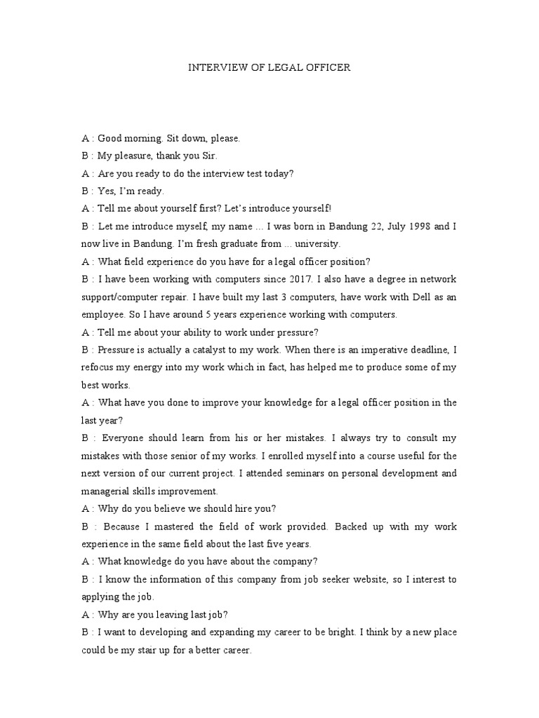 Legal Officer Interview Insights | PDF