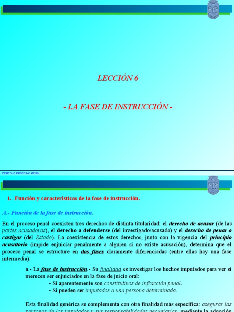 Lección 6-FASE DE INSTRUCCIÓN | PDF | Mandato | Procedimiento Criminal