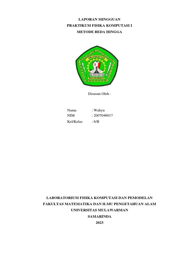 Laporan Beda Hingga Wahyu Acc PDF | PDF | Metode & Bahan Ajar | Sains ...