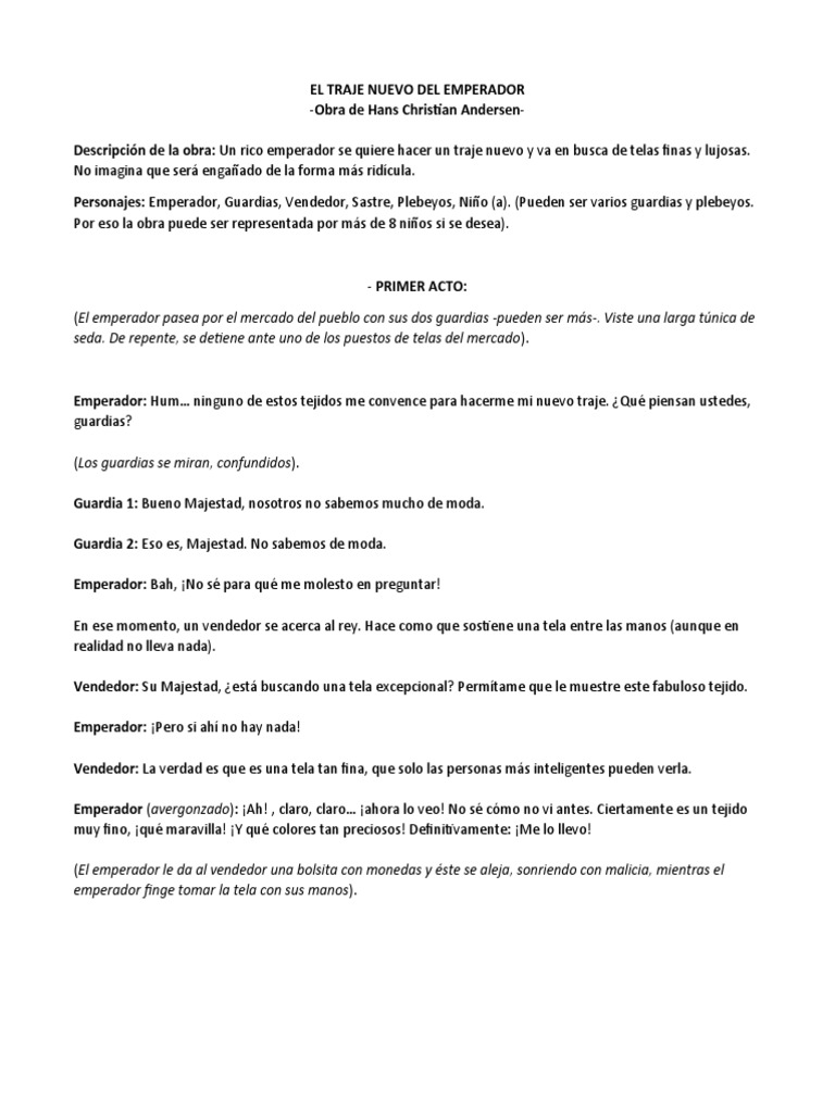 Guion El Traje Nuevo Del Emperador - para ALF TIM | PDF