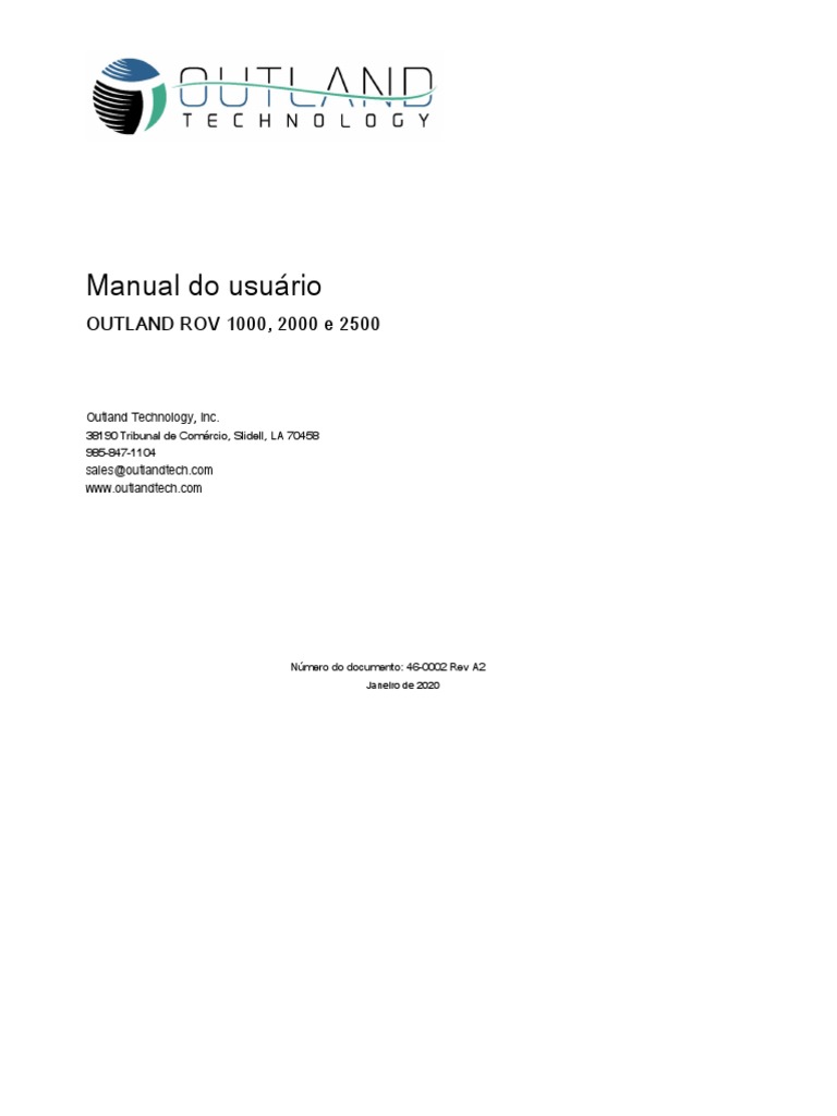 Manual do Usuário ROV Outland 1000-2500 | PDF | Fonte de energia | Câmera
