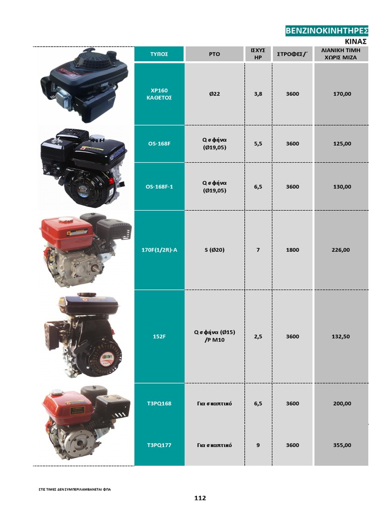 ΚΙΝΗΤΡΕΣ ΒΕΝΖΙΝΗΣ & ΠΕΤΡΕΛΑΙΟΥ DEK DIESEL F400 10HP | PDF