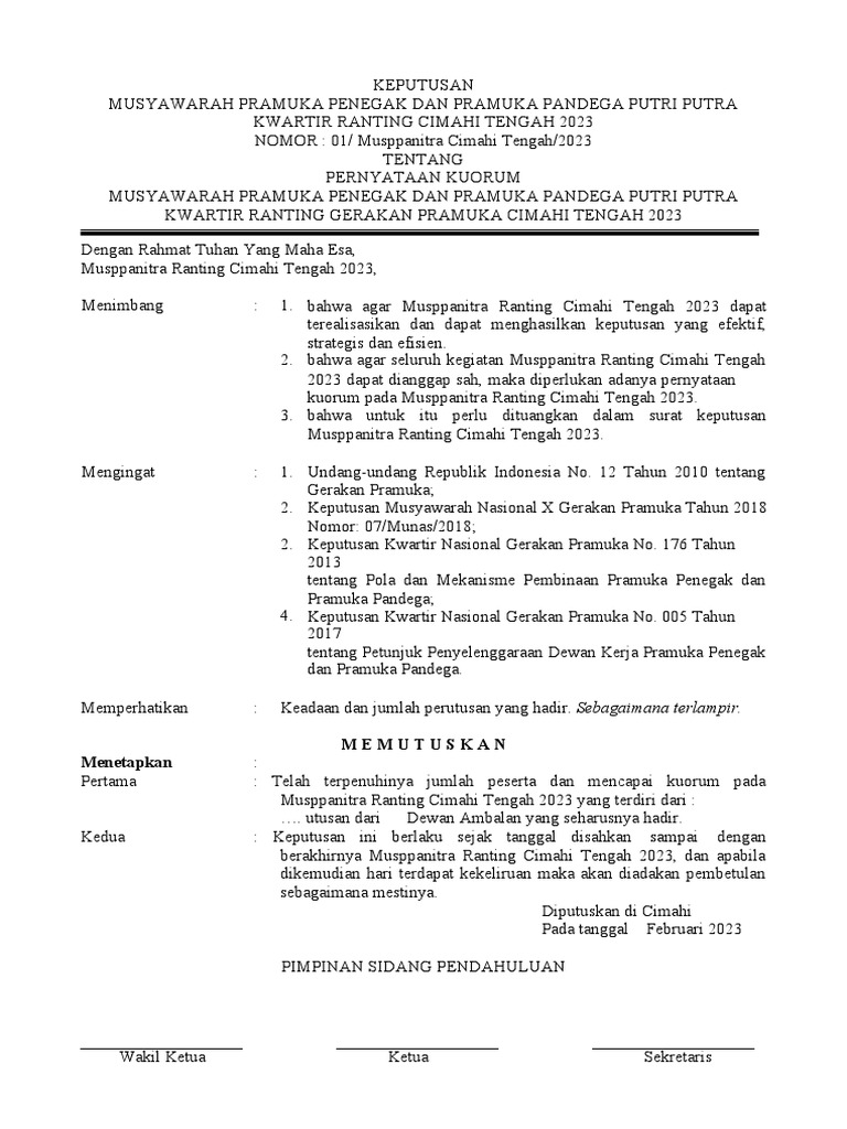 Konsideran Musppanitra Ranting Cimahi Tengah 2023 | PDF