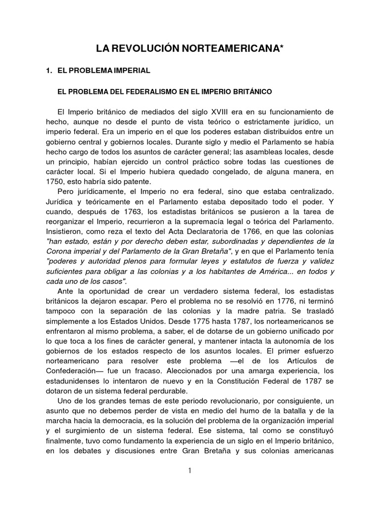 Revolución Norteamericana (Resumen) PDF | PDF | Declaración de independencia de los Estados ...