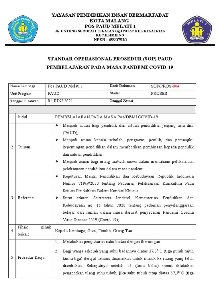 004 SOP Pembelajaran PDF | PDF | Pengembangan Diri