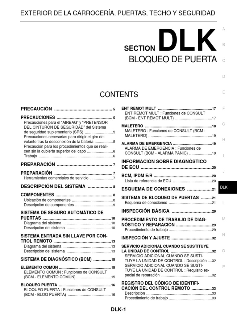Bloqueo de Puerta: Section | PDF | Airbag | Control remoto