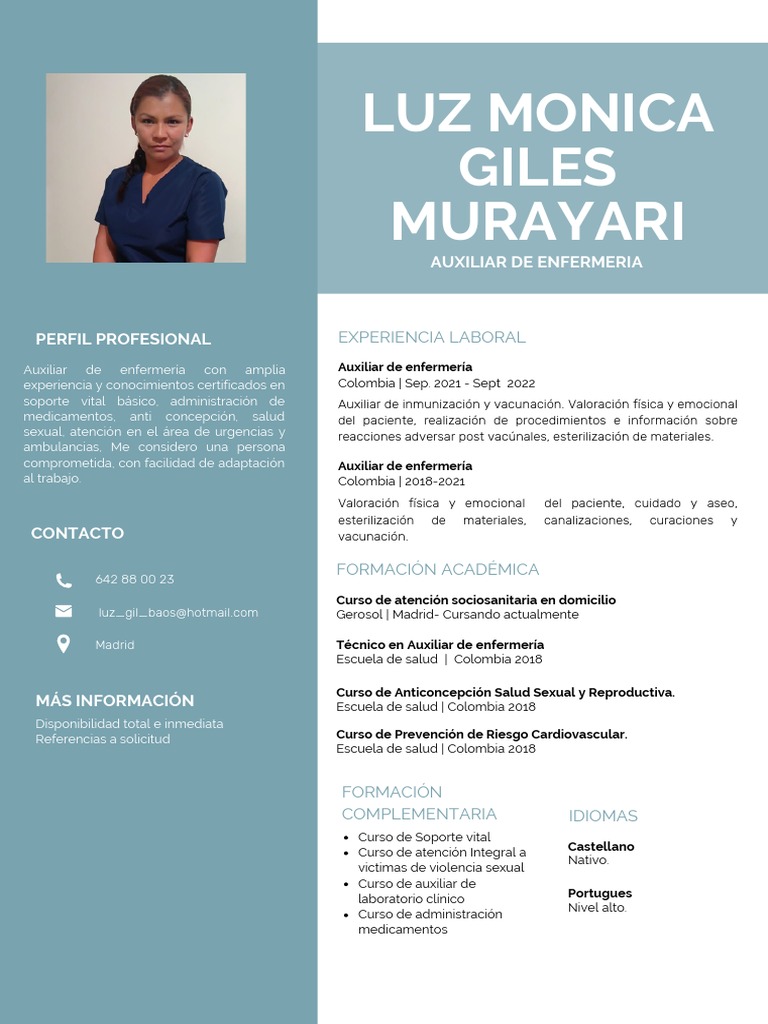 CV Luz Monica Giles PDF | PDF | Enfermería | Medicina CLINICA