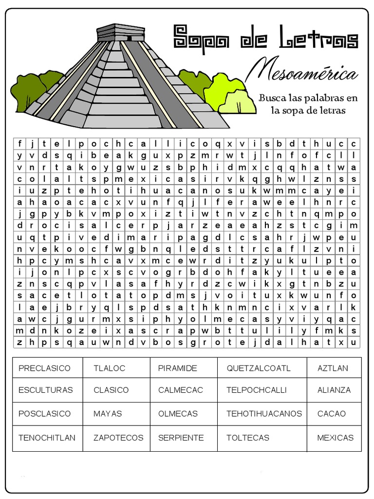 01 Mesoamerica Sopa de Letras | PDF | Cultura das Américas | Povos ...